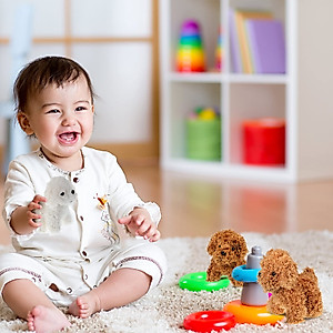 Sumind 9 Pcs Valentine Mini Plush Dog Stuffed Animals Bulk Dog Plush Party Favors Small Soft Plush Dog Toy for Easter Goodie Bag Fillers Baby Show Birthday(Curly Puppy)