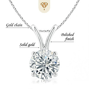 The Diamond Deal 1.00ct (1.00Cttw) Carat Round Brilliant Solitaire Natural Diamond Solitaire Pendant Necklace For Women Girls infants in 14k White Gold With 18" Gold Chain