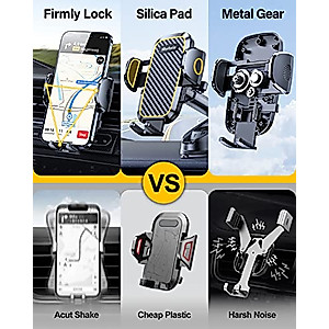 Rorhxia 2023 Upgraded Car Phone Holder Mount [Groundbreaking Protection & Rotatable Base] 3 in 1 Dashboard Vent Windshield Cell Phone Holder Car Fit for iPhone 14 13 12 Pro Max Samsung S23 All Phones