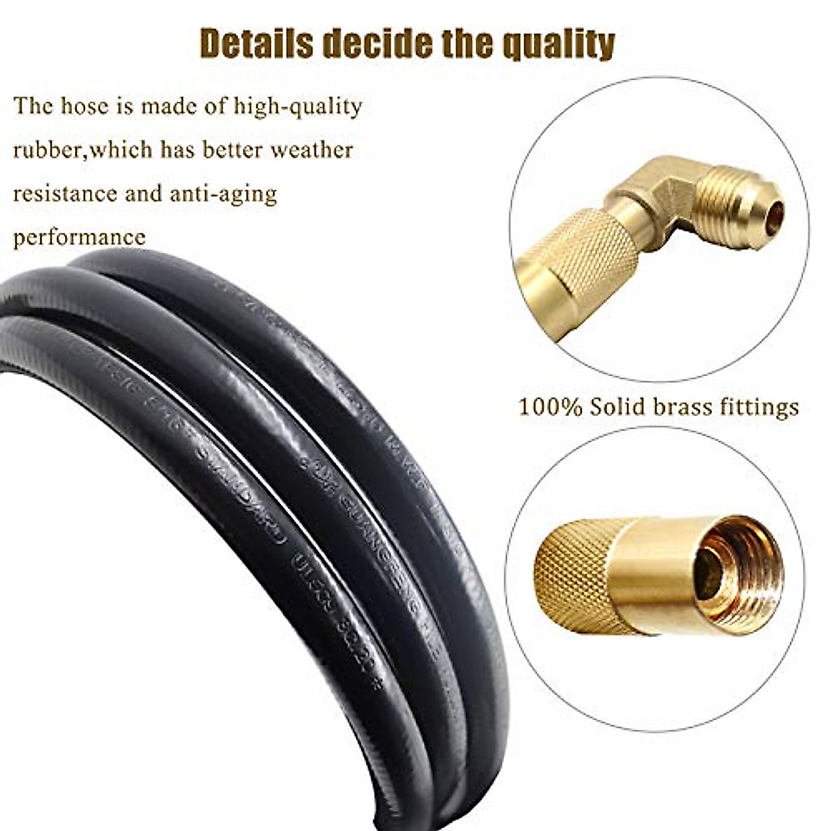 5 Feet Low Pressure Propane Regulator Hose,QCC1 Universal Grill Regulator Replacement Parts with 90 Degree Elbow Adaptor for 17" and 22" Blackstone Tabletop Camper Grill