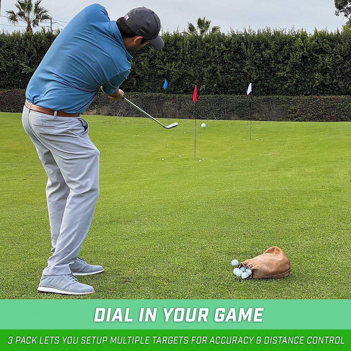 GoSports Golf Flags 3 Pack Great for Practice and Backyard Family Golf Games