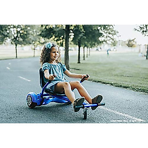 Hoverboard Seat Attachment Go Kart Accessories Conversion Kit, Transforming Self Balancing Scooter into Go-Kart, Adjustable Frame, Fits Kids to Adults, Compatible for 6.5'' 8'' 10'', Blue