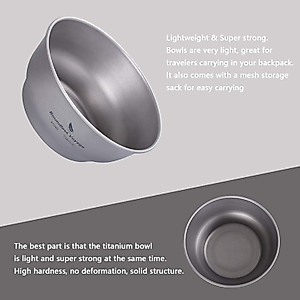 Boundless Voyage 400ml Camping Titanium Single-Walled Bowls Lightweight for Outdoor Hiking Dinnerware A-Ti1105T