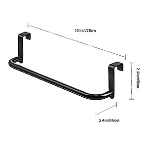 4 Pieces Metal Towel Bar Kitchen Cabinet Towel Rack Strong Steel Towel Bar Rack for Hanging on Inside or Outside of Doors, Home Kitchen Bathroom, Hand Towels, Dish Towels and Tea Towels (Black)