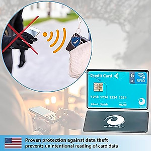 valonic set of 6 RFID blocking sleeves - insertion from the top, Credit Card Protector sleeve for wallet - Protection block for Debit Card and Metro Card