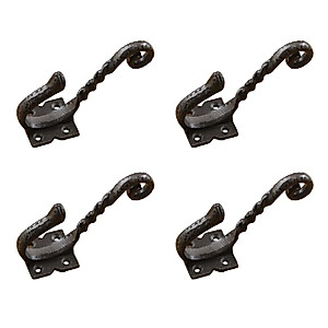 Midwest Craft House Coat Hook Set, 4 Pack, Cast Iron Vintage Looking, Silver Color, Entrywall, Hall Tree Hook