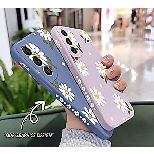 Sunswim Galaxy S21+ Plus Case - Cute Daisy, Full Camera Lens Protection, Slim Shockproof TPU Bumper, Liquid Silicone, 6.7" - Purple