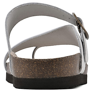 WHITE MOUNTAIN Shoes Carly Women's Flat Sandal, White/Leather, 8 M