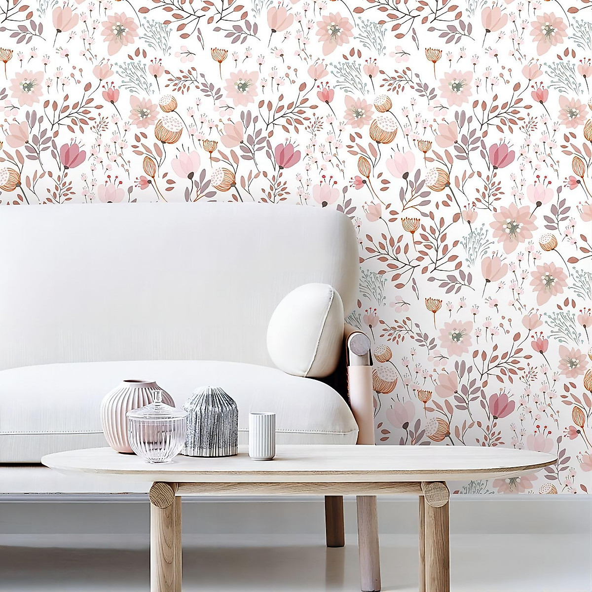 Wallpaper Peel and Stick Boho Pink Floral Peel Stick Wallpaper Contact Paper Removable Self Adhesive Wallpaper for Walls Bedroom Home Decoration Vinyl Rolls 17.7''x118.1''