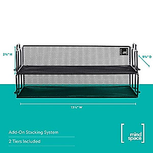 Mindspace 2 Tier Stackable Letter Tray Desk Organizer | Stackable Paper Tray Organizer | The Mesh Collection, Black