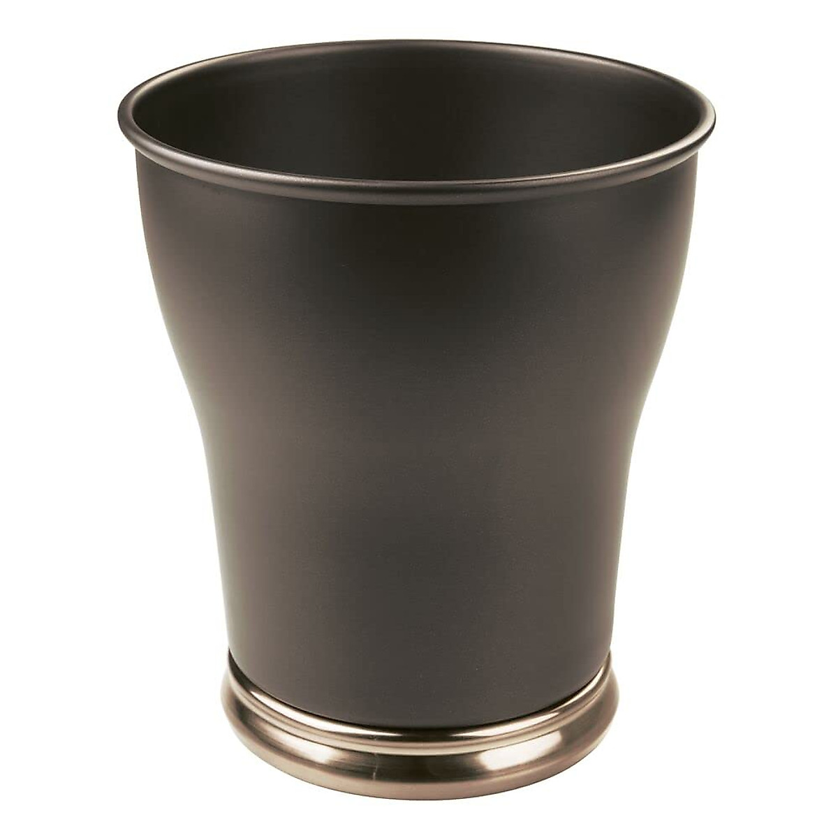 mDesign Decorative Metal Small Trash Can Wastebasket, Garbage Container Bin - for Bathrooms, Powder Rooms, Kitchens, Home Offices - Modern Curved Design - Pearl Bronze/Champagne