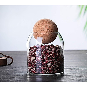 550ML/18Oz round cork glass bottle sealed jar nut storage jar coffee bean jar round transparent
