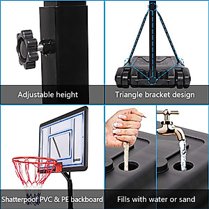 PEXMOR Pool Basketball Hoop Poolside, Portable 45-53" Height Adjustable Basketball Goal System for Swimming Pool w/Wheels, Upgraded Water Basketball Backboard Stand for Pool Indoor Outdoor
