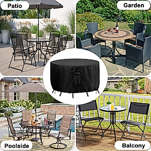 OutdoorLines Outdoor Waterproof Patio Table Furniture Set Covers - Round Couch Sectional Cover Outside Weatherproof Patio Furniture Covering for Deck, Lawn and Backyard 84" DIA x 28" H, Black