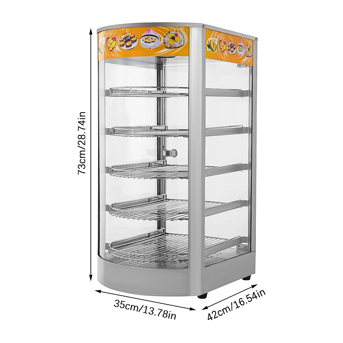 5-Tier Commercial Food Display Warmer,800W Electric Food Warmer Countertop Pizza Warmer Countertop with LED Lighting Adjustable Temperature, Pastry Display Case for Buffet Restaurant 110V