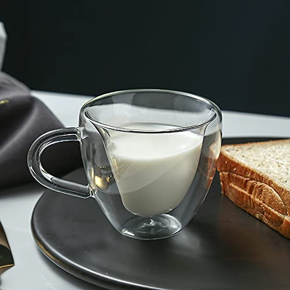 SKEMIX Heart Shaped Mug - Double Glass Coffee Cups With Heart - Double Layer Heart Cup - Heart Shaped Tea Cup - Clear Heart Mug - Heart Shaped Coffee Cup - Glass Heart Mug - Heart Shape Tea Cups