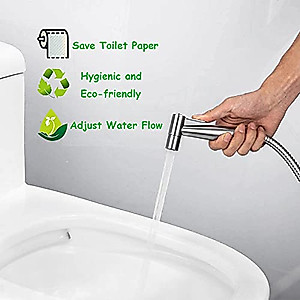 Guamar Bidet Sprayer for Toilet, Handheld Toilet Bidet Sprayer Kit with Premium Stainless Steel Hose and T-Valve, Muslim Shower Jet Spray Cloth Diaper Sprayer Set for Personal Hygiene,Easy Install