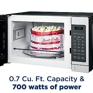 GE Countertop Microwave Oven | 0.7 Cubic Feet Capacity, 700 Watts | Kitchen Essentials for the Countertop or Dorm Room | Stainless Steel