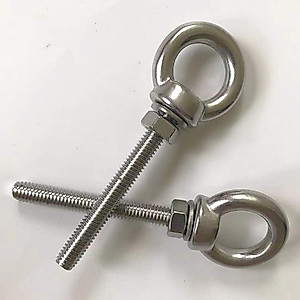 AIVOOF Stainless Steel Eye Bolts, M6 Shoulder Eye Bolt 2" Heavy Duty EyeBolts Screws in Eye Hooks with Washer and Nuts for Lifting Ring Eyebolt Thread Length 50mm