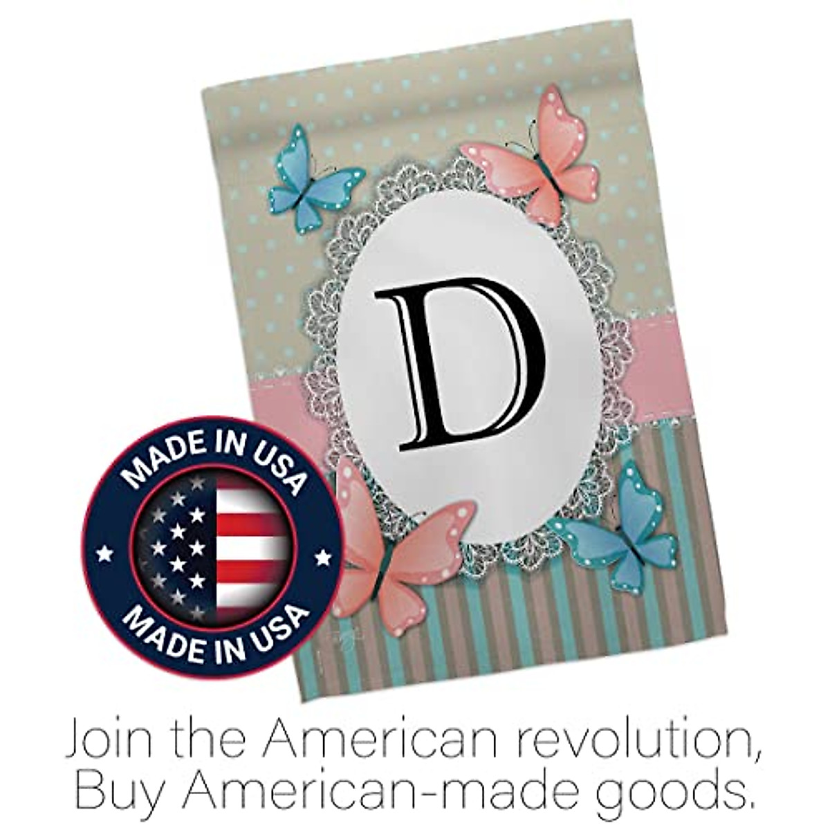 Breeze Decor D Initial Garden Flag Set Wall Hanger Monogram Friends Bugs & Frogs Butterfly Ladybugs Dragonfly Bee Springtime Insect Natural Wildlife House Yard Gift Double-Sided, Made in USA