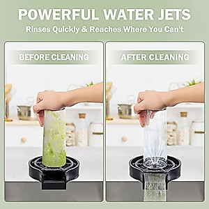 Glass Rinser for Kitchen Sink, Faucet Glass Washer Stainless Steel, Bottle Cleaner Sink Attachment, Metal Cup Rinsing Device Bar Kitchen Sinks Accessories, Black