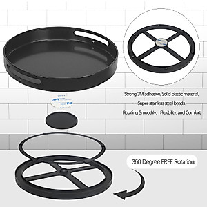 FYY Double Layer Lazy Susan Turntable Cabinet Organizer Spice Storage Rack, 360 Degree Rotating Spice Rack Metal Lazy Susan for Cabinet Pantry Kitchen Countertop Refrigerator Table Storage Black