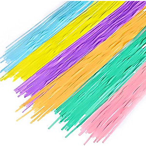 BRAVESHINE Glitter Tinsel Foil Fringe Curtains - 2Pcs 3.2x8.2ft Pastel Rainbow Photo Backdrop for Sweet Birthday Baby Shower Unicorn Mermaid Kids Candy Donut Ice Cream Easter Bunny Party Decorations