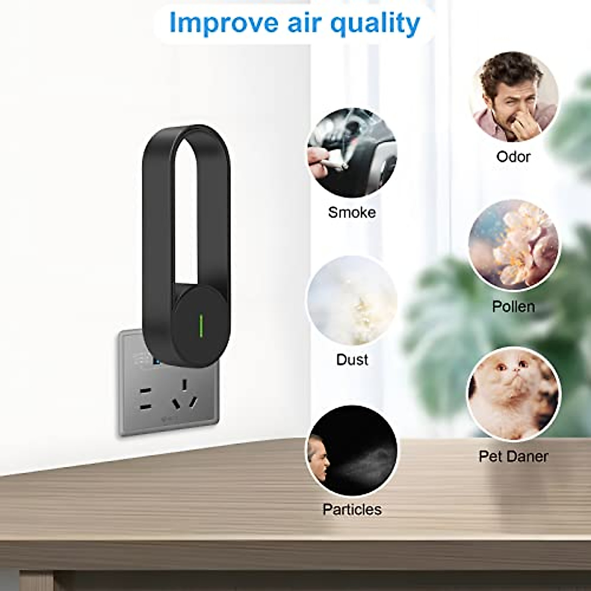 FYY Mini Air Purifier,Personal Portable Negative Ion Generator Air Purifier,Small USB Air Cleaner for Car,Bedroom, Home, Office-Black