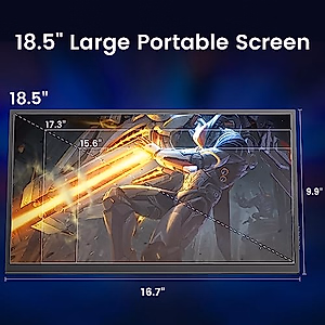 Lasitu Portable Monitor 18.5 Inch 100Hz 100% sRGB FHD 1080P Travel Monitor IPS HDR USB C Portable Screen HDMI Gaming Monitor External Monitor for Laptop PC Phone Xbox PS4-5 Switch with Kickstand
