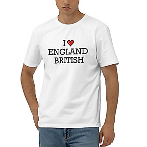 Abipuir Men's Funny T-Shirts I Love England British T Shirt Men's Novelty Shirts (Color : Colour, Size : Large)
