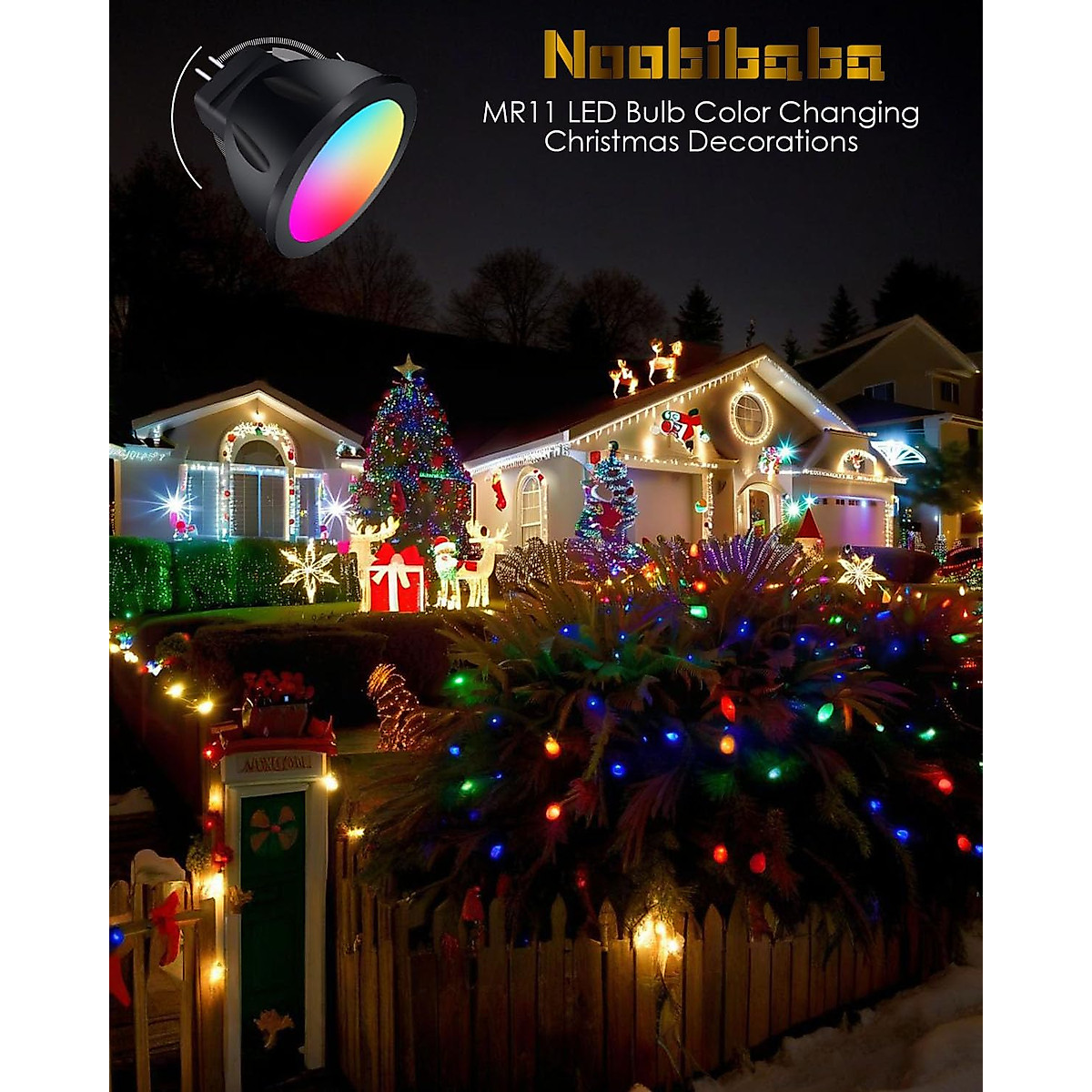 Noobibaba MR11 LED Bulb Color Changing GU4 LED Bulb MR 11 LED Landscape Light Bulbs 3W 12V Bi-Pin Base Warm White RGB Colors (2 Bulbs and a Remote)