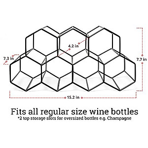 Countertop Wine Rack - 9 Bottle Wine Holder for Wine Storage - No Assembly Required - Modern Black Metal Wine Rack - Wine Racks Countertop - Small Wine Rack - Wine Bottle Storage - Tabletop Wine Rack