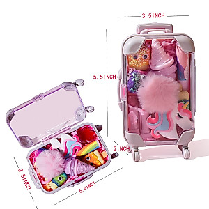 MAKE YOU UP 8Pcs Lip Glosses Care Set with Suitcase, Glitter Popsicle Shape Fruity Flavors Lip Glosses Lipsticks in Realistic Suitcase Toy for Kids Makeup Ages 5+, Non Toxic & Kids Friendly