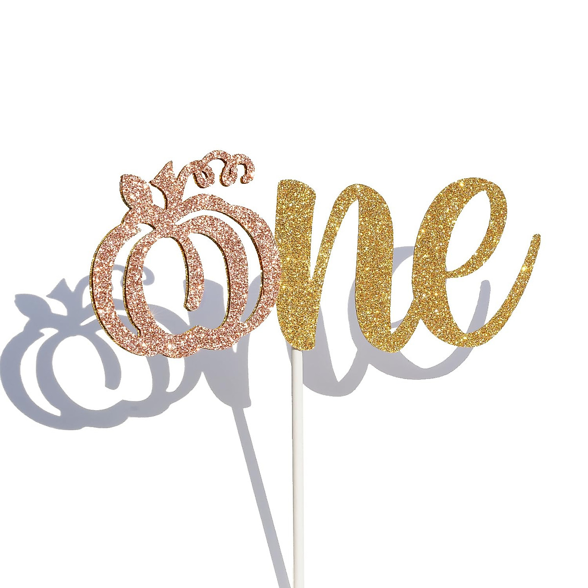 Pumpkin One Cake Topper, Little Pumpkin 1st Birthday Decorations, Girl Pumpkin Baby Shower Party Supplies, Rose Gold Glitter