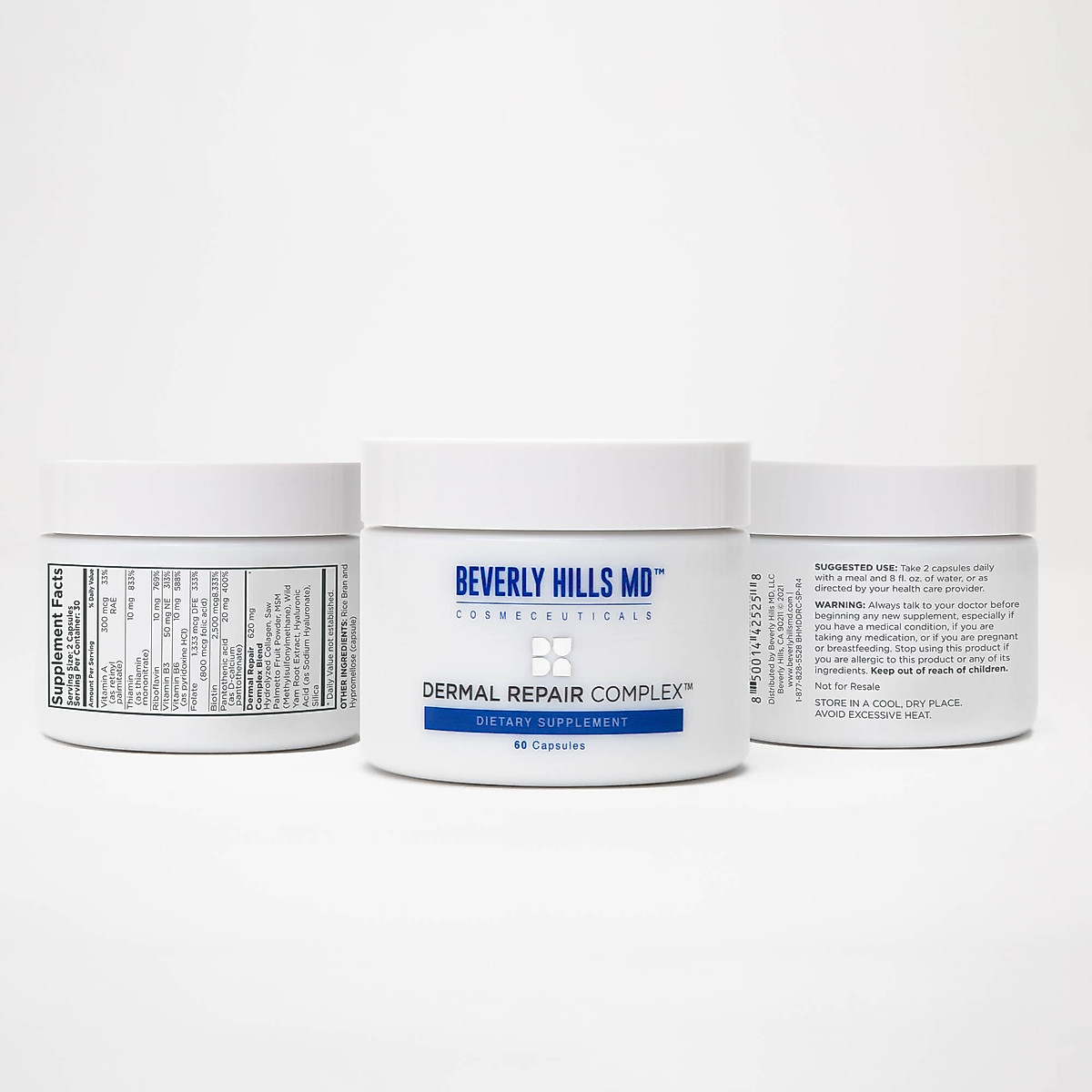 Beverly Hills MD Dermal Repair Anti-Aging Supplement - Hyaluronic Acid, Collagen, Vitamins for Smooth, Plump Skin