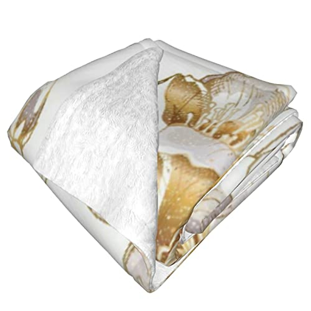 Blanket,Silver White with Light Gold Cherry Flowers Black Sakura Floral,Throw Blanket Lightweight Soft Warm Blanket Flannel Fleece Blankets for Couch Living Room 80"x60"