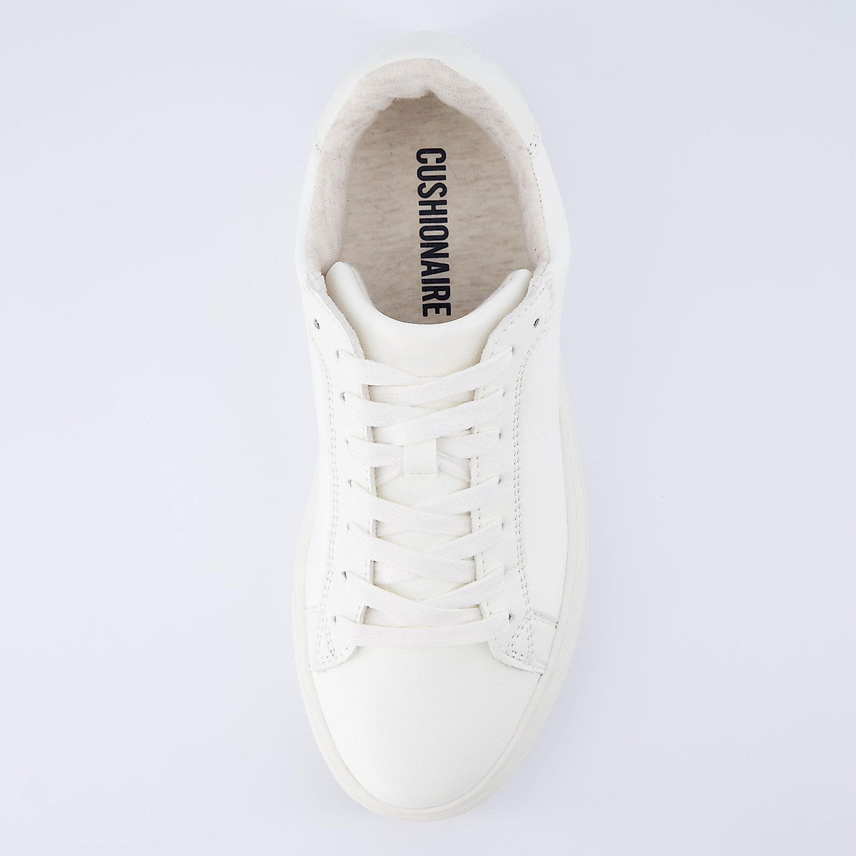 CUSHIONAIRE ROC Lace Up Womens White Sneakers | Comfortable Vegan Leather Casual Platform Sneaker with Memory Foam, White 8