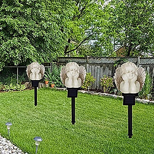 Ghlevo Resin Craft Solar Angel Cupid Christmas Outdoor Decoration Lighting Floor Lamp Chandelier Sun Angel Novelty Landscape Light Path Porch Home Garden Light
