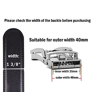 Bleiou 2 Pack Genuine Leather Belt 35''-43''Replacement Leather Belt No Holes Only 1 3/8" Width (Black & Brown)