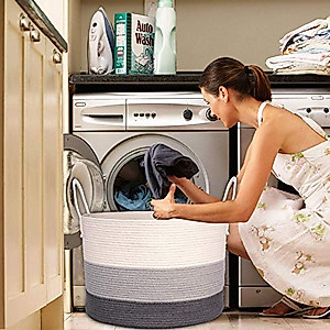 INDRESSME Large Three color Cotton Rope Laundry Baby Nursery Basket (Set of 2)