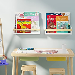 Wallniture Florida Floating Shelves for Kids Room Decor, Kids Bookshelf, Nursery Decor Wood Shelf for Wall Set of 2, White