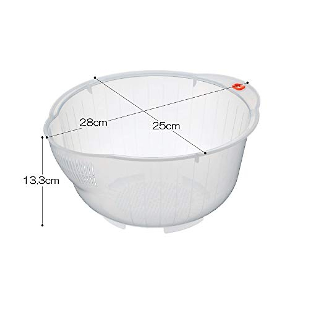 Inomata Plastic Japanese Rice Washing Bowl with Side and Bottom Drainers