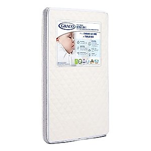 Graco Ultra 2-in-1 Premium Dual-Sided Crib & Toddler Mattress – GREENGUARD Gold Certified, CertiPUR-US Certified Foam Core, Ultra-Soft 100% Machine-Washable Zip-Off Mattress Cover, 2-Sided Mattress