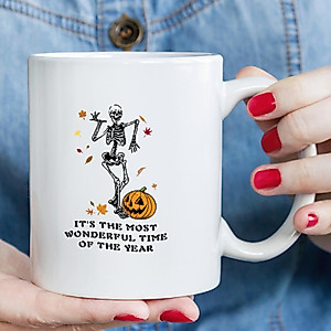 Funny Halloween Mug, It's the Most Wonderful Time of the Year Coffee Mug, Scary Dancing Skeleton Halloween Decor Coffee Mugs, Halloween Gifts for Women Men - 11oz