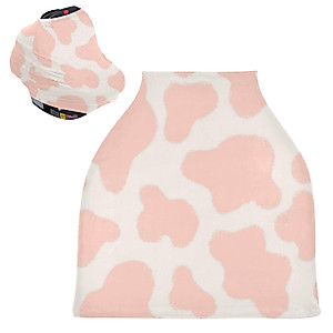 Nursing Cover Breastfeeding Scarf Pink Cow Print- Baby Car Seat Covers, Stroller Cover, Carseat Canopy(7ya1a)