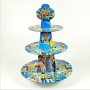 Toy Game Story Cake Stand Party Supplies, 3 Tier Toy Game Story Cardboard Cupcake Stand, Dessert Cupcake Holder for Kids Birthday Party, Gender Reveal Party, Baby Shower, Toy Game Story Party