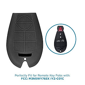 Keyless2Go Replacement for New Silicone Cover Protective Case for Select Dodge Chrysler Jeep Remote Key Fobiks - Black