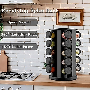 Revolving Spice Rack, Spice Racks Organizer for Kitchen Cabinet , Rotating Seasoning Organizer Storage with Jars , Black