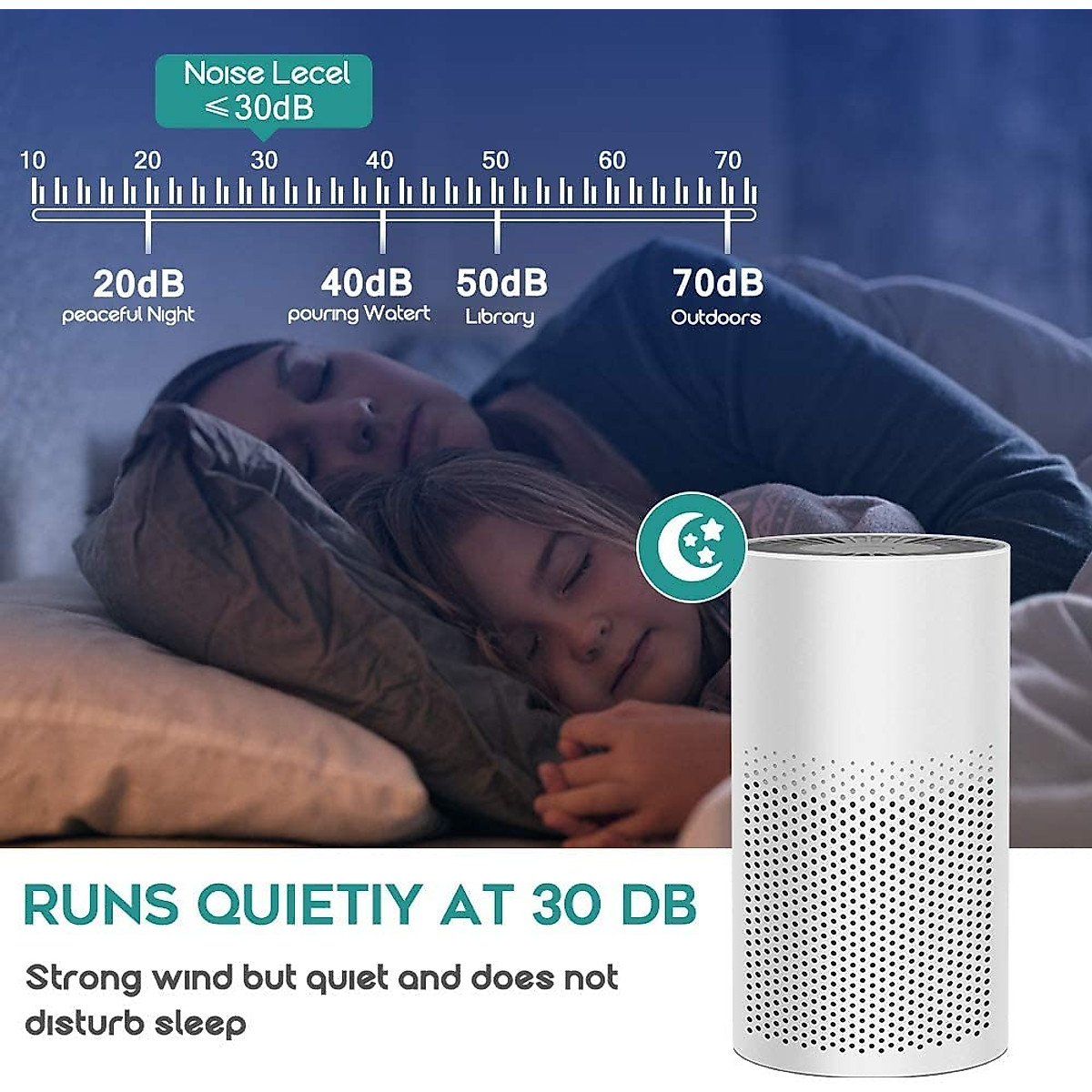 Mini Desktop Air Purifiers for Small Room and Bedroom, Low-noise Air Cleaner with HEPA Filter and USB Power Port
