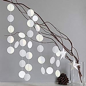 Cheerland Pearl White Circle Dots Garland for Wedding Party Decorations Winter Wonderland Hanging Circle Streamers Dot Backdrop Backdrop Banner Decor for Bday Birthday Baby Shower Bachelorette